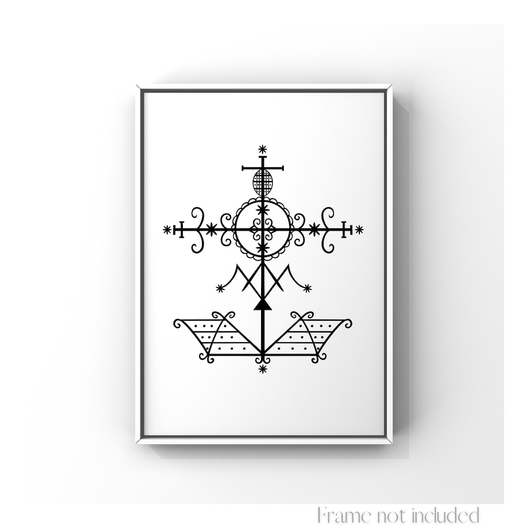 Veve Simbi Dlo Voodoo Symbol Print Loa Sigil Kongo Magic Poster ...