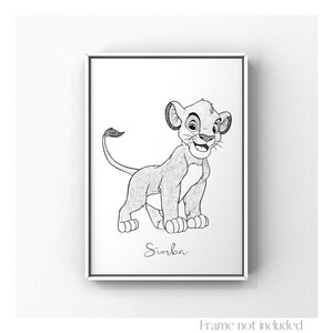 Simba Print Lion King Drawing Walt Disney Illustration Nursery Baby ...