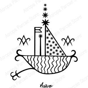 Veve Agwé Voodoo Immamou Symbol Print Loa Sigil New Orleans Magic ...