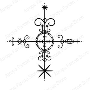 Veve Simbi Voodoo Symbol Print Loa Sigil Kongo Magic Poster Protection ...
