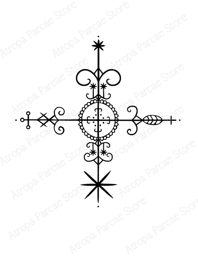 Impresión del símbolo vudú Veve Simbi Loa Sigil Kongo Póster mágico ...