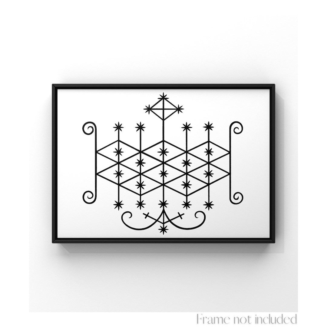 Veve Ogun Voodoo Symbol Print Orisha Loa Sigil New Orleans Magic Poster ...