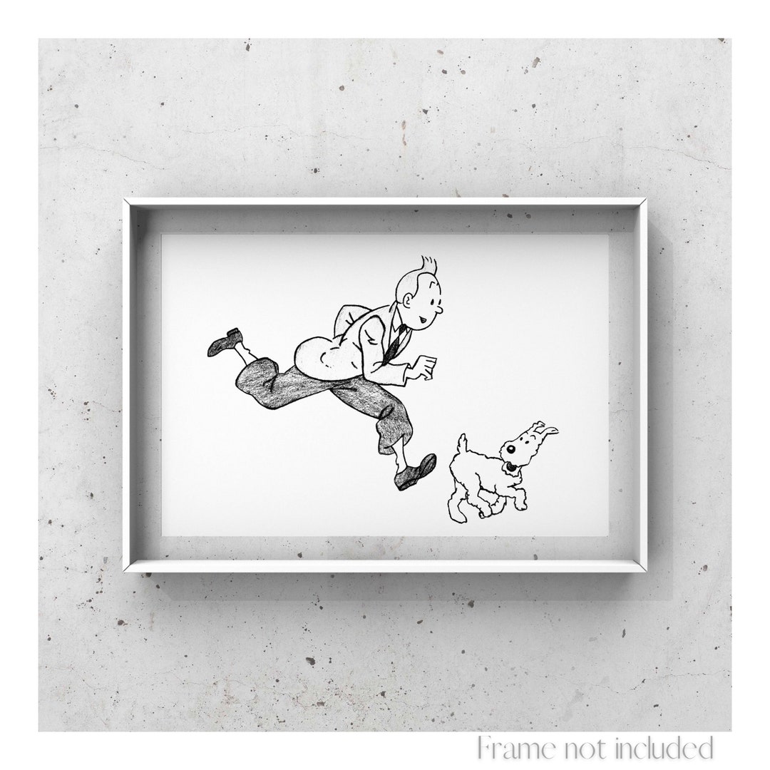 The Adventures of Tintin & Snowy Snowy Print Illustration Vintage ...