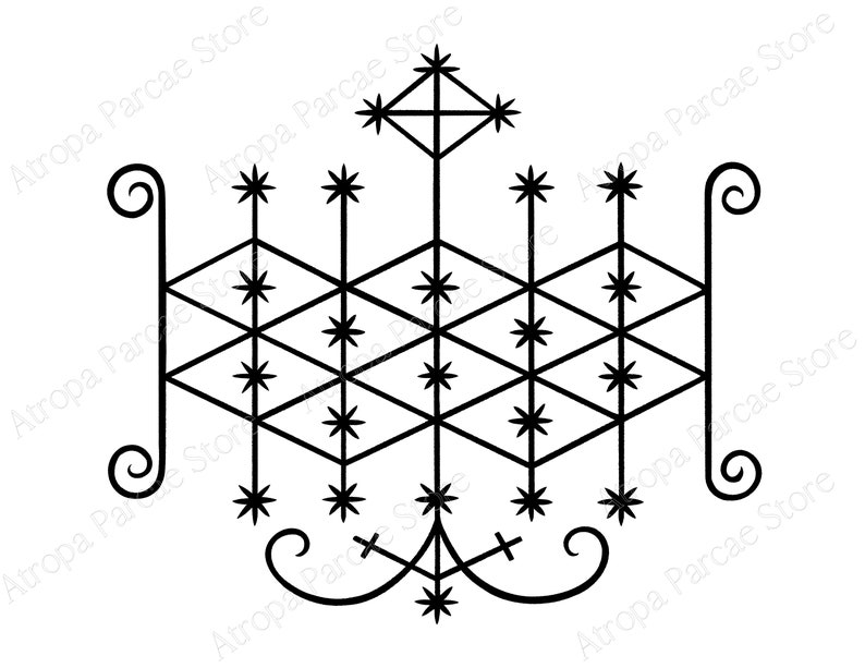 Veve Ogun Voodoo Symbol Print Orisha Loa Sigil New Orleans Magic Poster ...