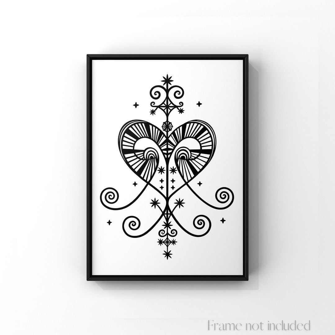 Veve Erzulie Freda Dahomey Voodoo Symbol Print Loa Sigil New Orleans ...