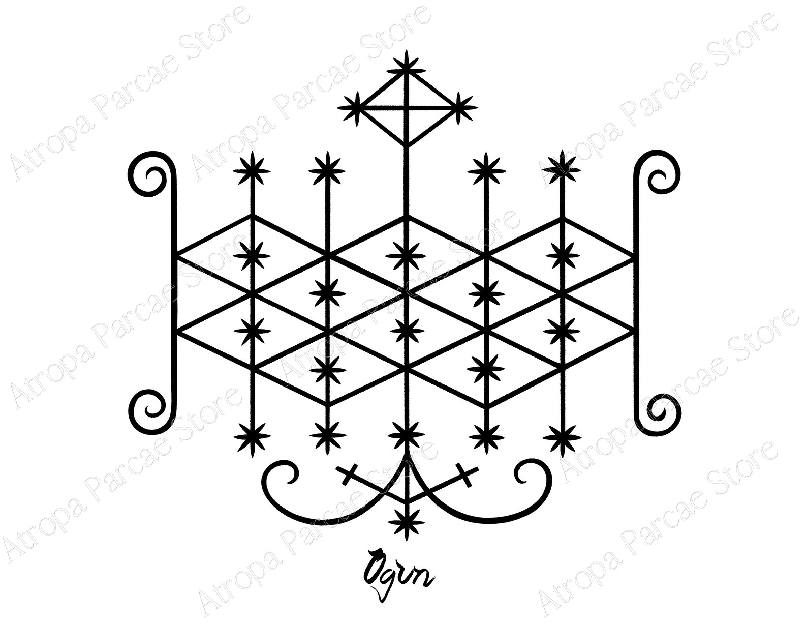 Veve Ogun Voodoo Symbol Print Orisha Loa Sigil New Orleans Magic Poster ...
