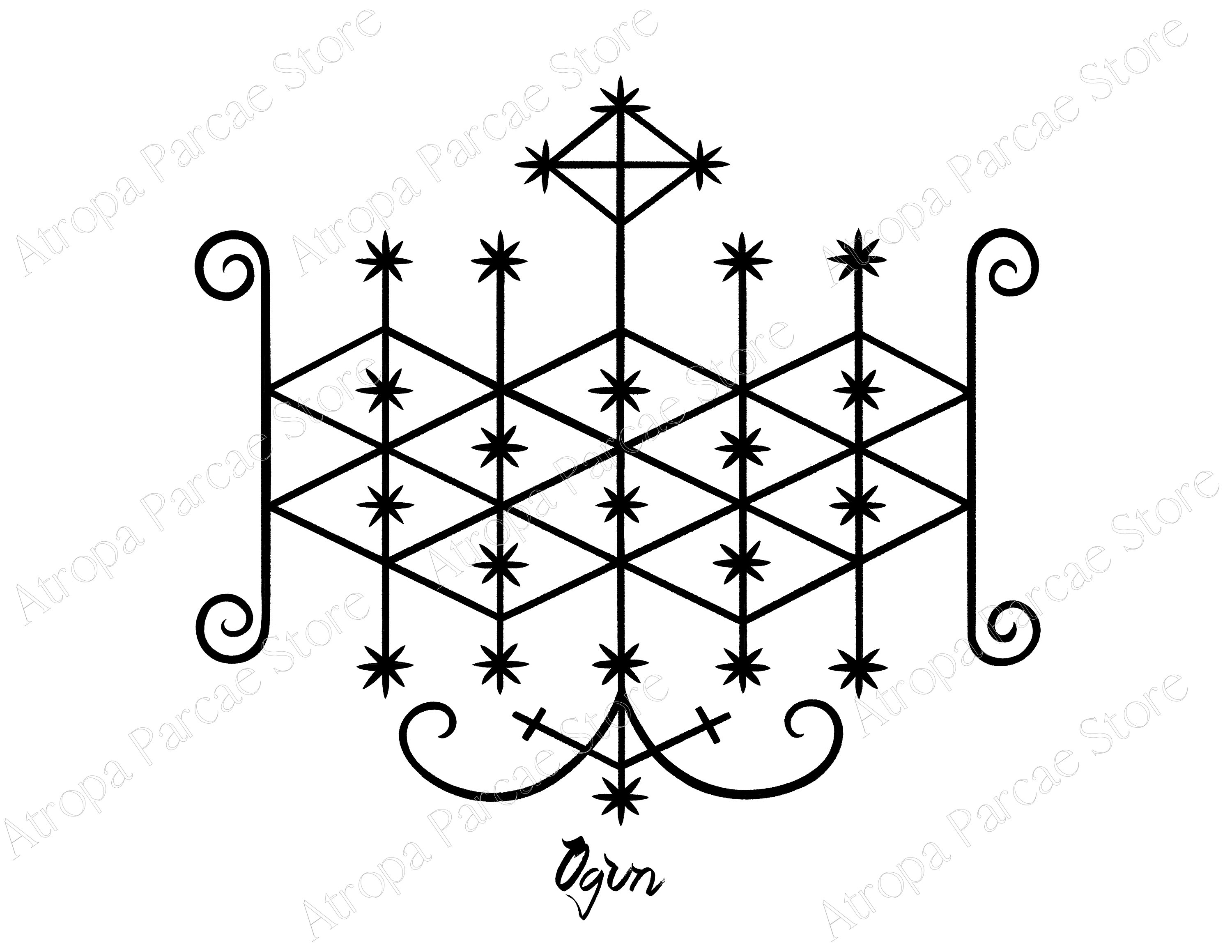 Voodoo Symbols Veve Ogun Voodoo Symbol Print Orisha Loa Sigil New