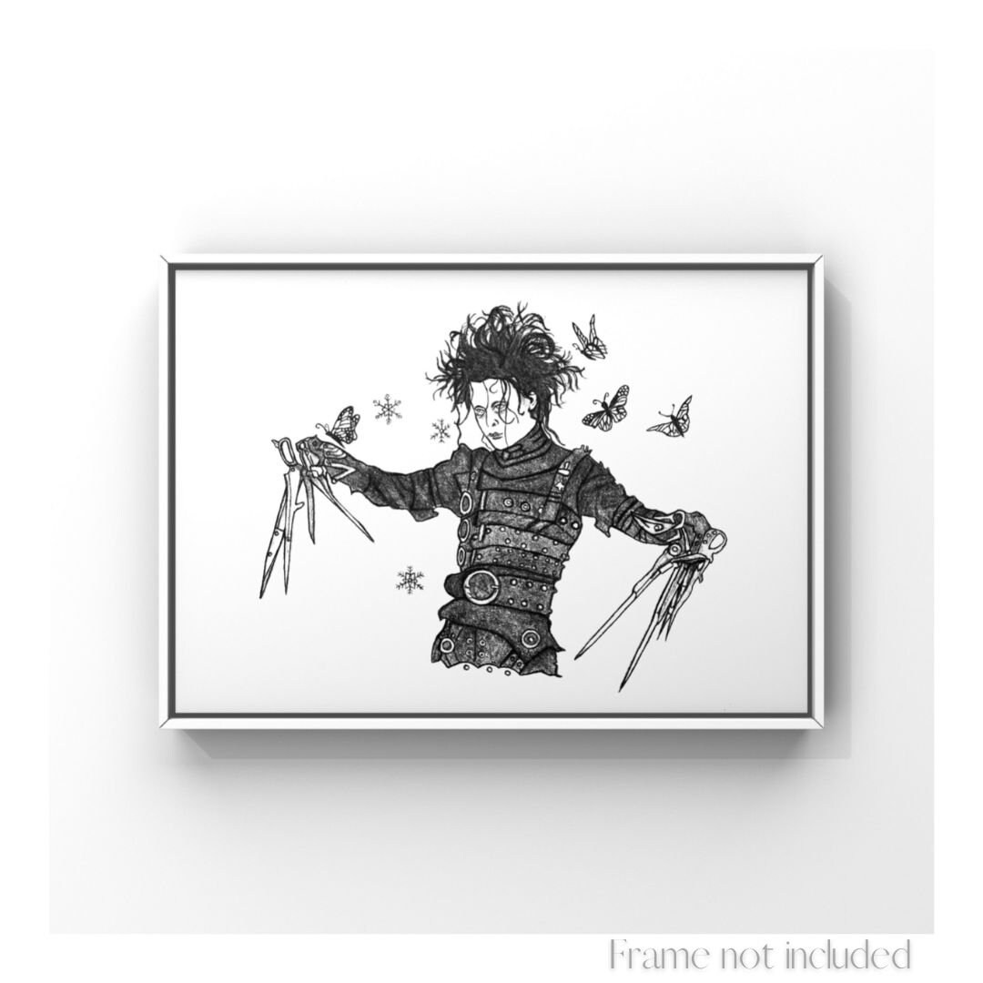 Edward Scissorhands Hands Pencil Drawing Print Etsy Edward
