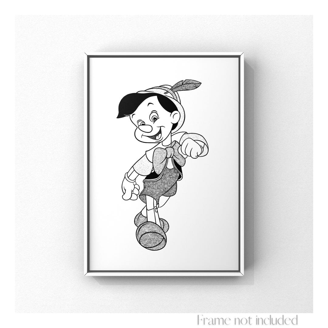 Pinocchio Print Walt Disney Illustration Anime Vintage Drawing Retro ...