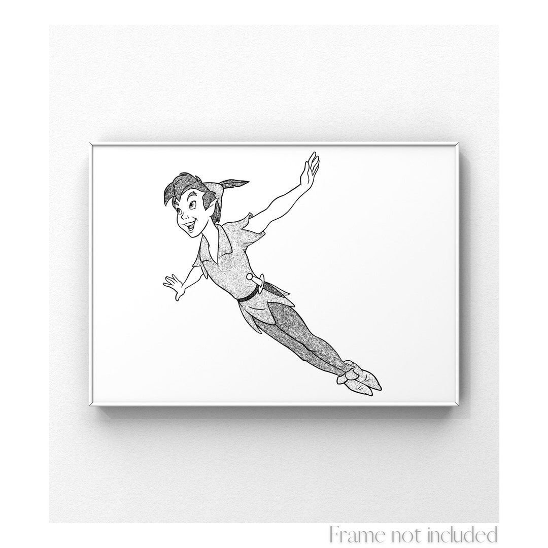 Peter Pan Print Walt Disney Illustration You Can Fly! Drawing Neverland ...