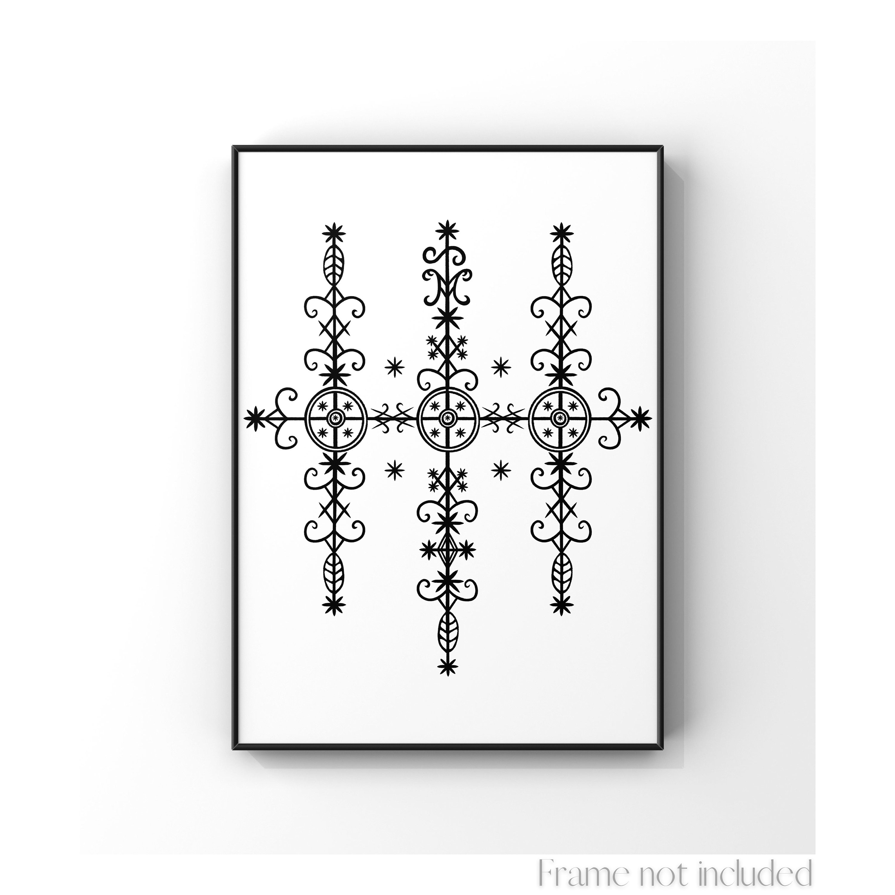 Veve Marassa Jumeaux Voodoo Symbol Print Loa Sigil Magic Poster Water ...