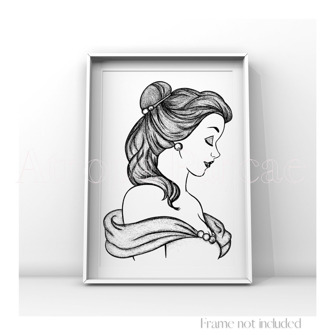 Belle Beauty and the Beast Print Portrait Illustration Princess Walt ...
