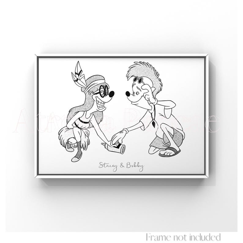 Stacey & Bobby Art Print A Goofy Movie Walt Disney Illustration Drawing ...