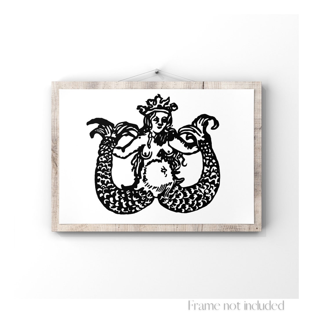 Melusina Mermaid Fairy Melusine Siren Illustration Print Ocean Drawing ...