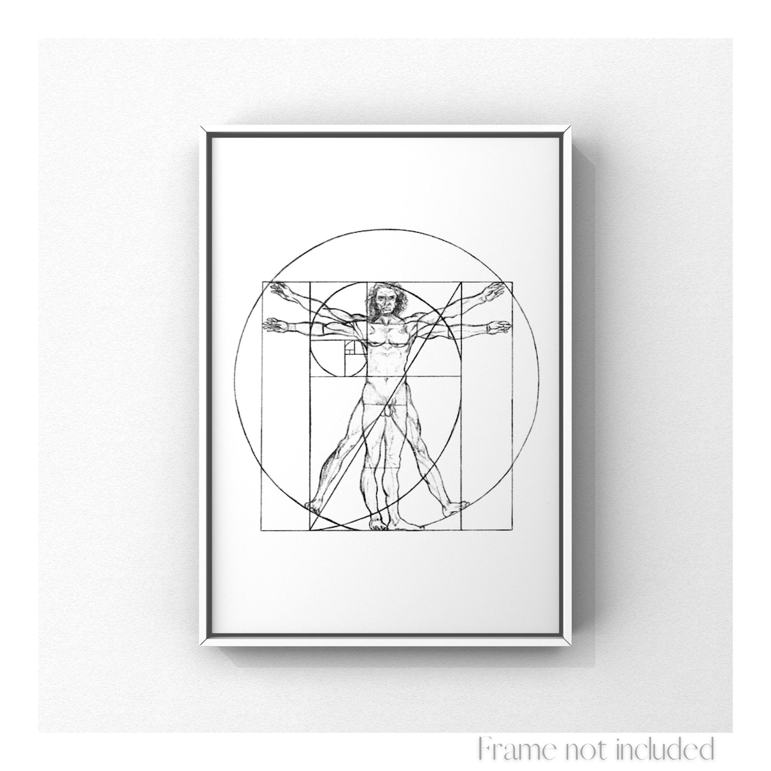 Vitruvian Man Leonardo Da Vinci Print Golden Ratio L'uomo Vitruviano ...