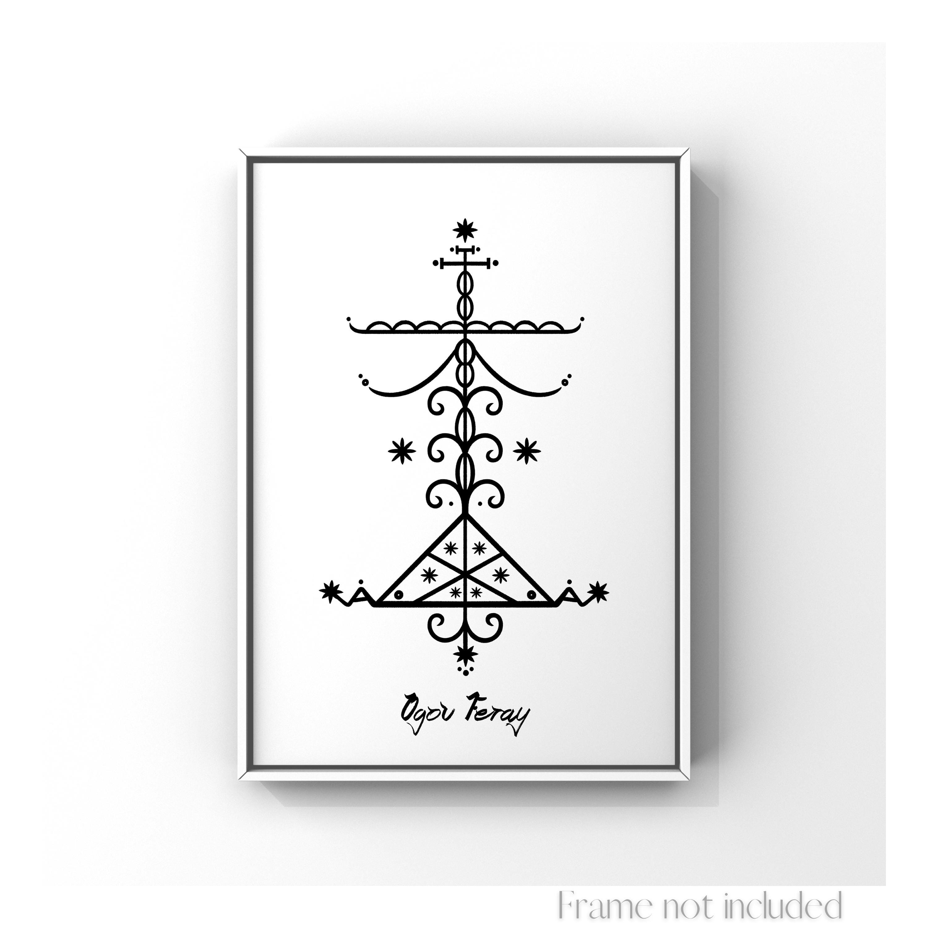 Veve Ogou Feray Voodoo Symbol Print Orisha Loa Sigil New Orleans Magic ...