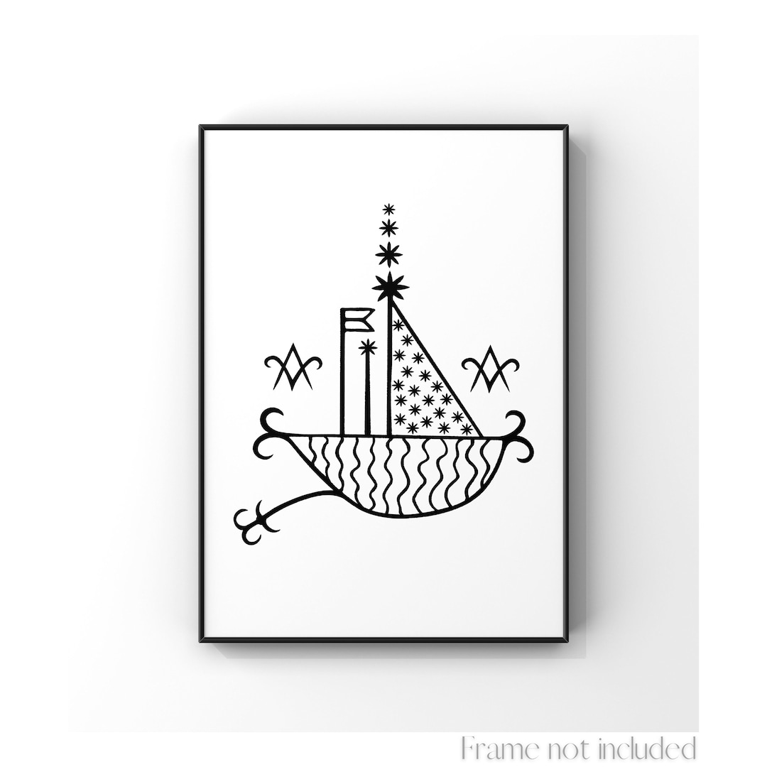 Veve Agwé Voodoo Immamou Symbol Print Loa Sigil New Orleans Magic ...