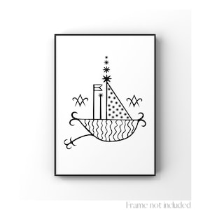 Veve Agwé Voodoo Immamou Symbol Print Loa Sigil New Orleans Magic ...