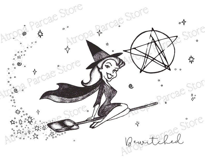 Bewitched Elizabeth Montgomery Samantha Stephens Illustration Print ...