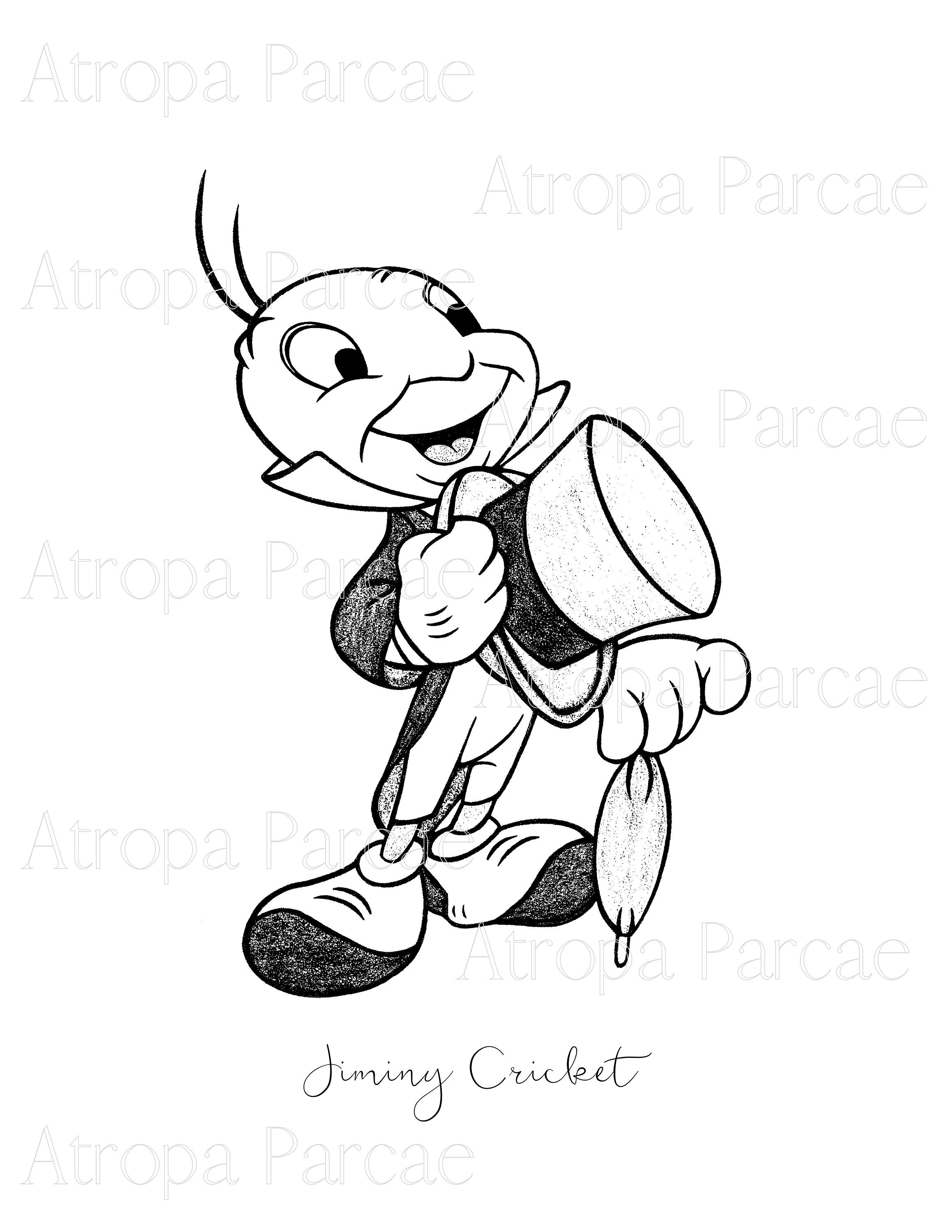Jiminy Cricket Print Pinocchio's Conscience Walt Disney Illustration ...