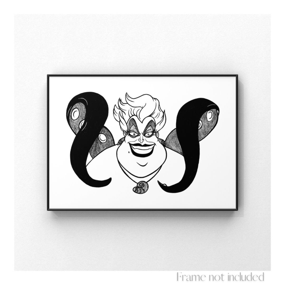 Ursula Sea Witch Print the Little Mermaid Drawing Vilain Walt Disney ...