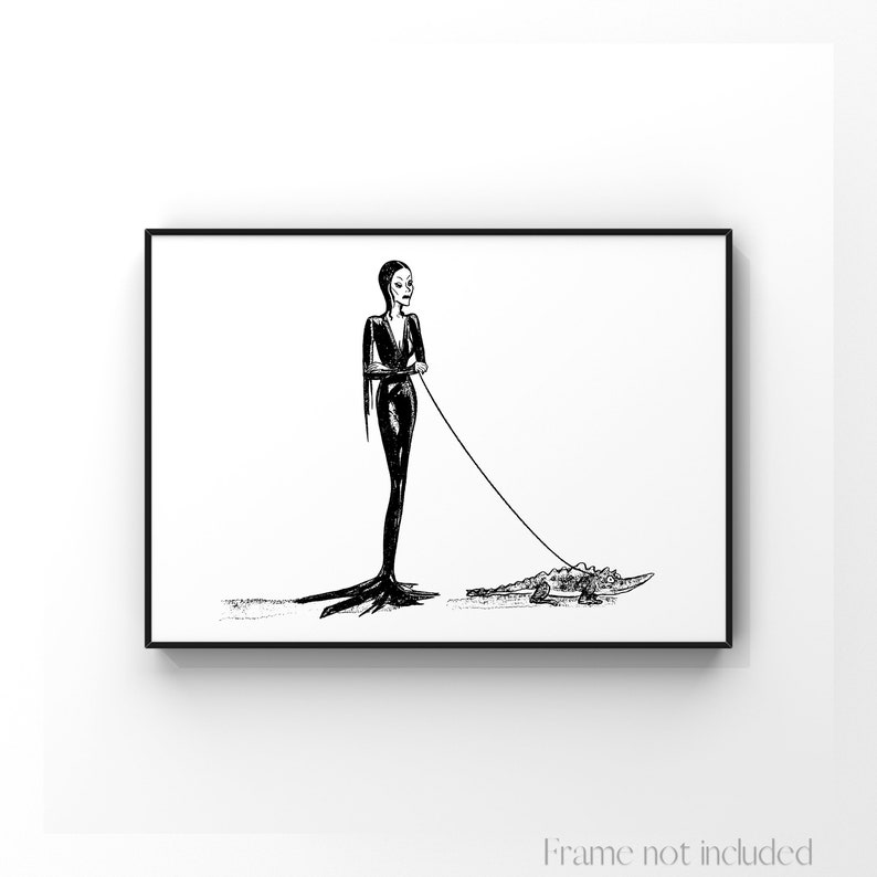 Morticia Addams Print Illustration Drawing Cara Mia Art Gothic - Etsy