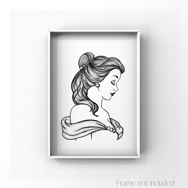 Belle Beauty and the Beast Print Portrait Illustration - Etsy
