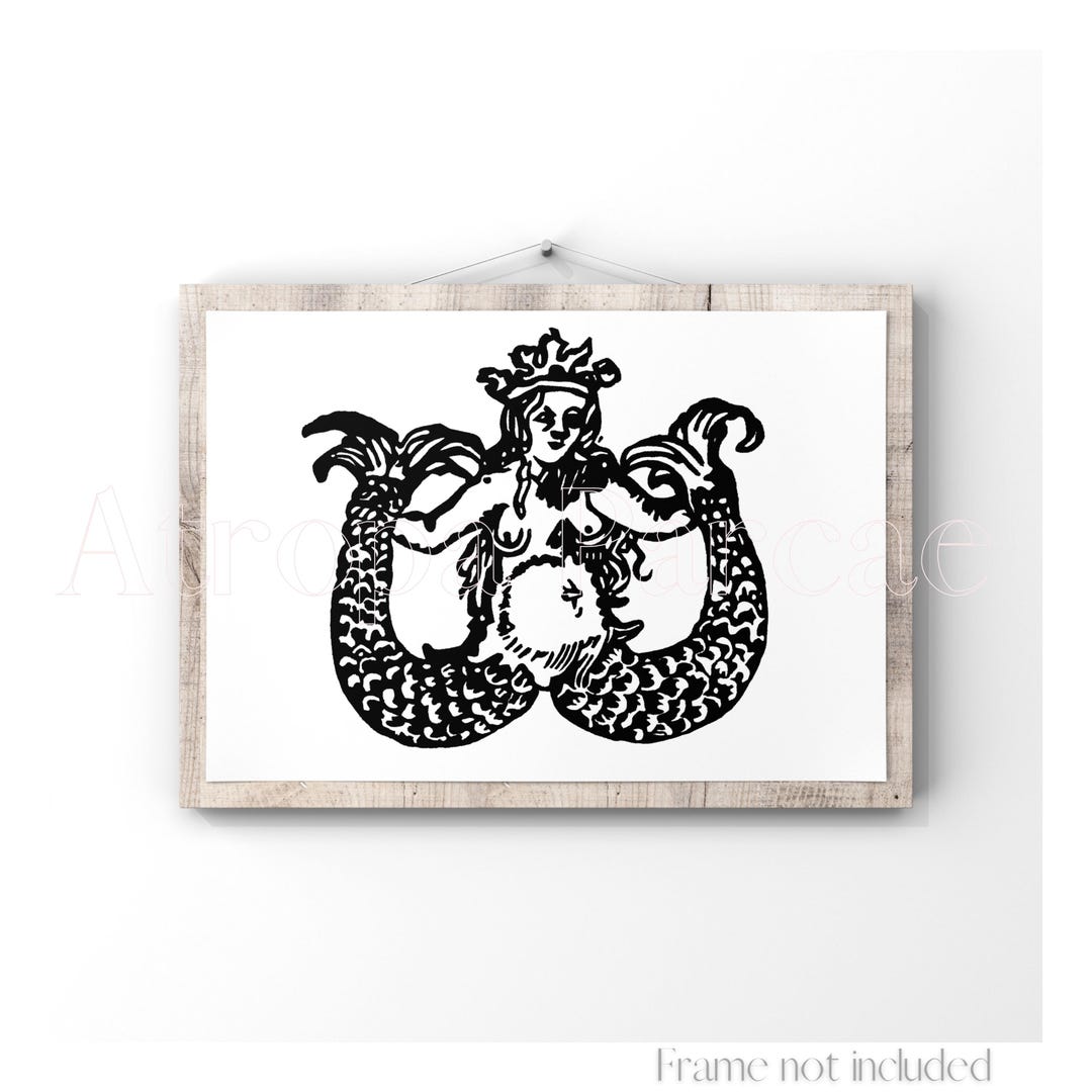 Melusina Siren Art Print – Medieval Mythology Illustration – Double ...