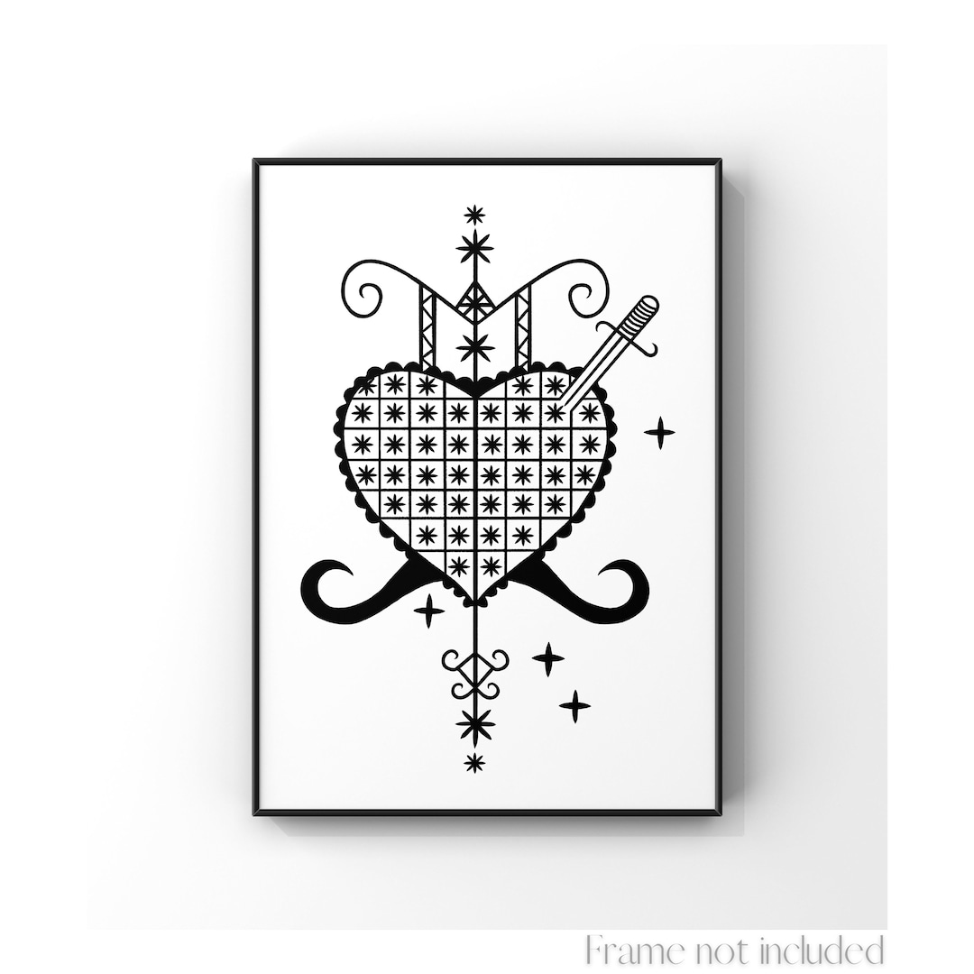 Veve Erzulie Dantor Voodoo Symbol Print Loa Sigil New Orleans Magic ...