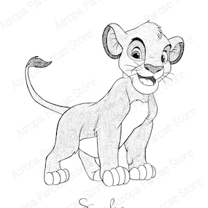Simba Print Lion King Drawing Walt Disney Illustration Nursery Baby ...