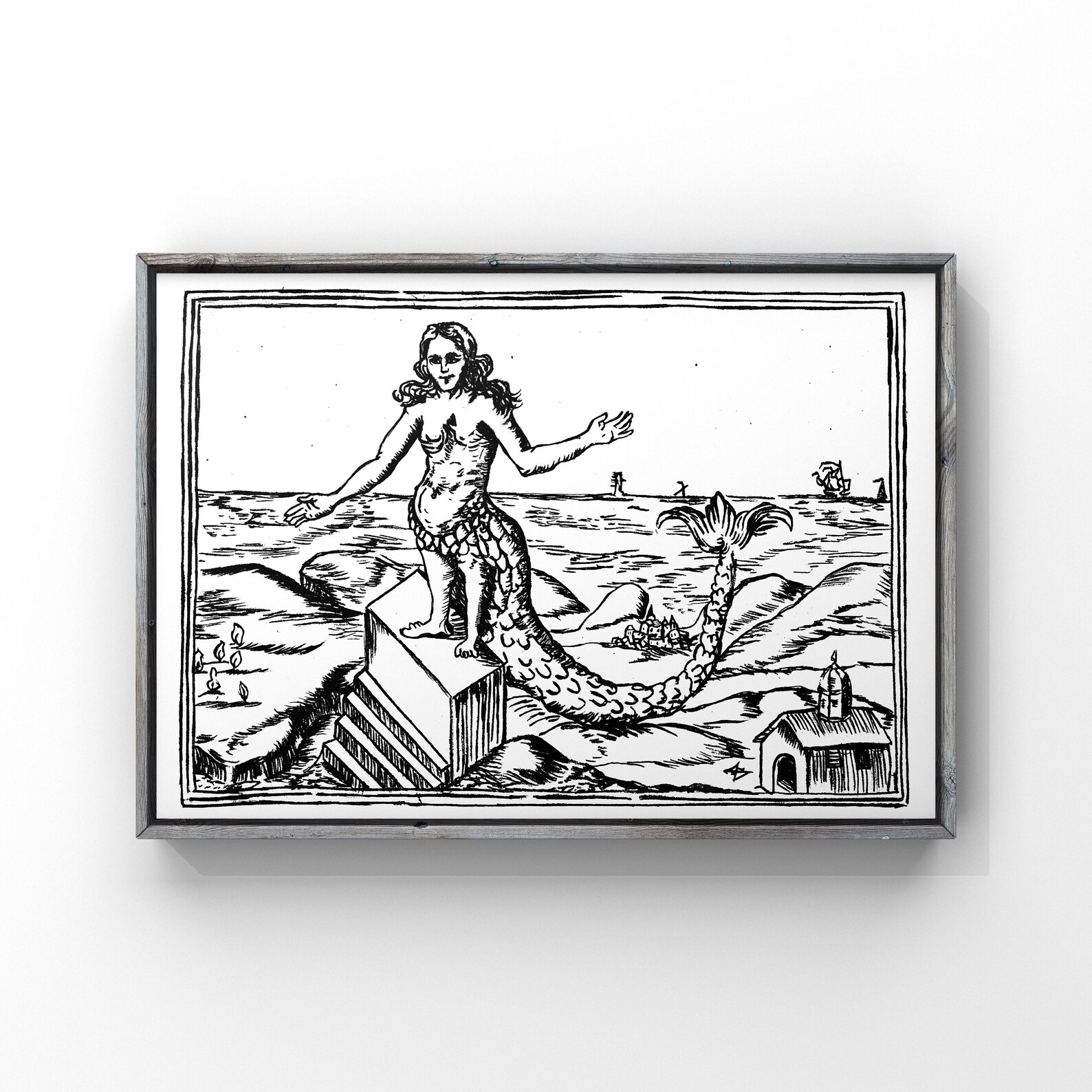 Atargatis Mermaid Derketo Siren Illustration Print Ocean | Etsy