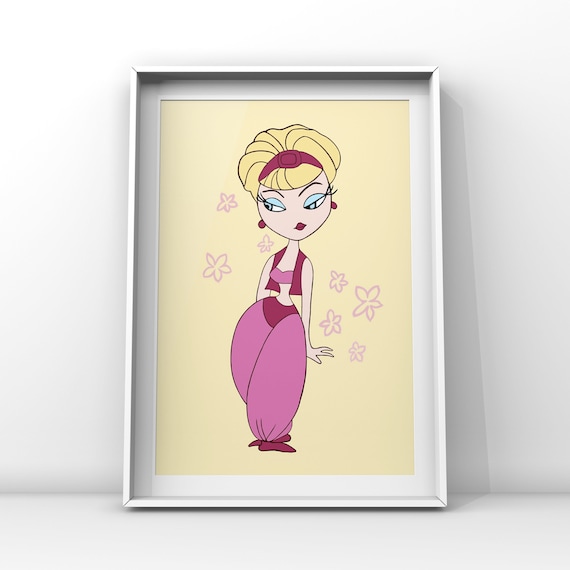 I Dream of Jeannie Barbara Eden Illustration Print Drawing - Etsy