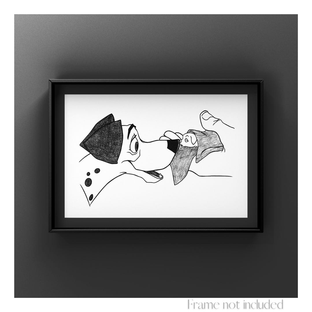 Digital Download Pongo & Puppy Print 101 Dalmatians Drawing Dog Walt ...