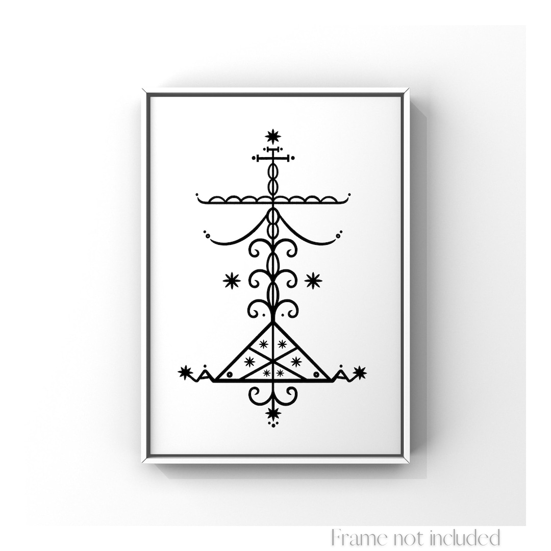 Veve Ogou Feray Voodoo Symbol Print Orisha Loa Sigil New Orleans Magic ...