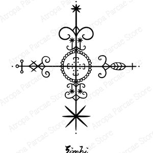 Veve Simbi Voodoo Symbol Print Loa Sigil Kongo Magic Poster Protection ...