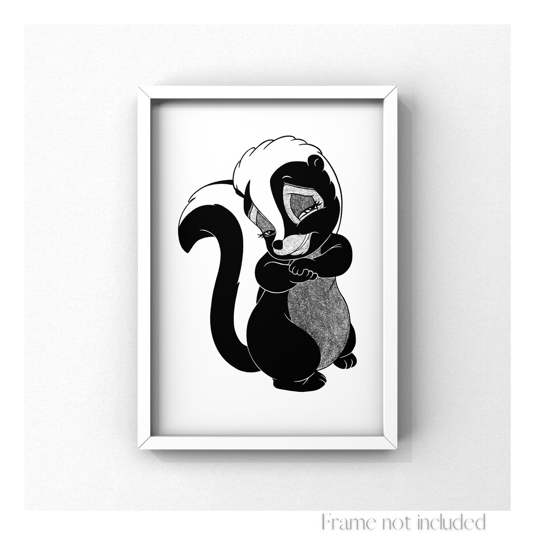 Flower Bambi Print Walt Disney Skunk Illustration Drawing Baby Animal ...