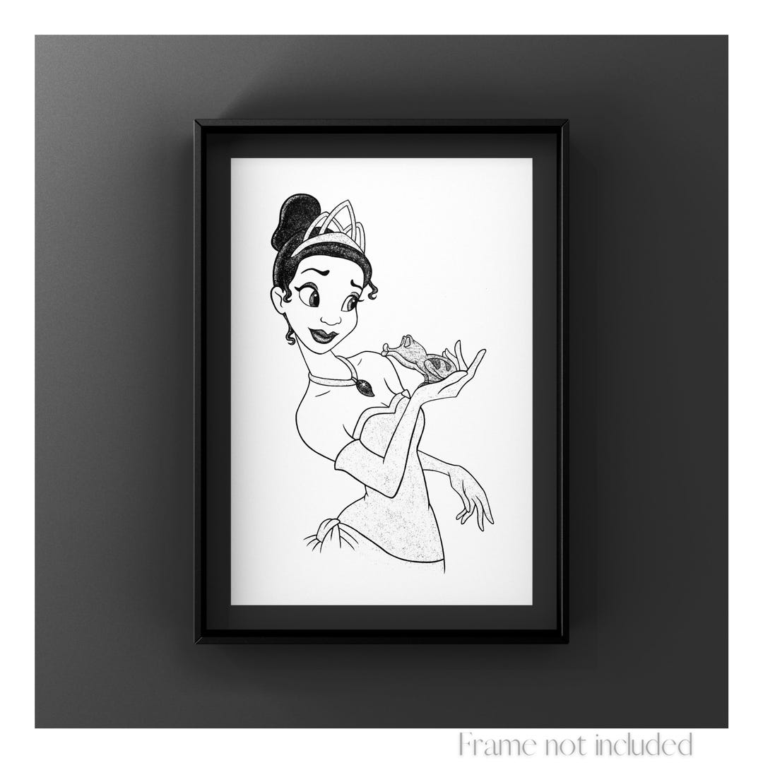 The Princess and the Frog Print Tiana Portrait Illustration Walt Disney ...