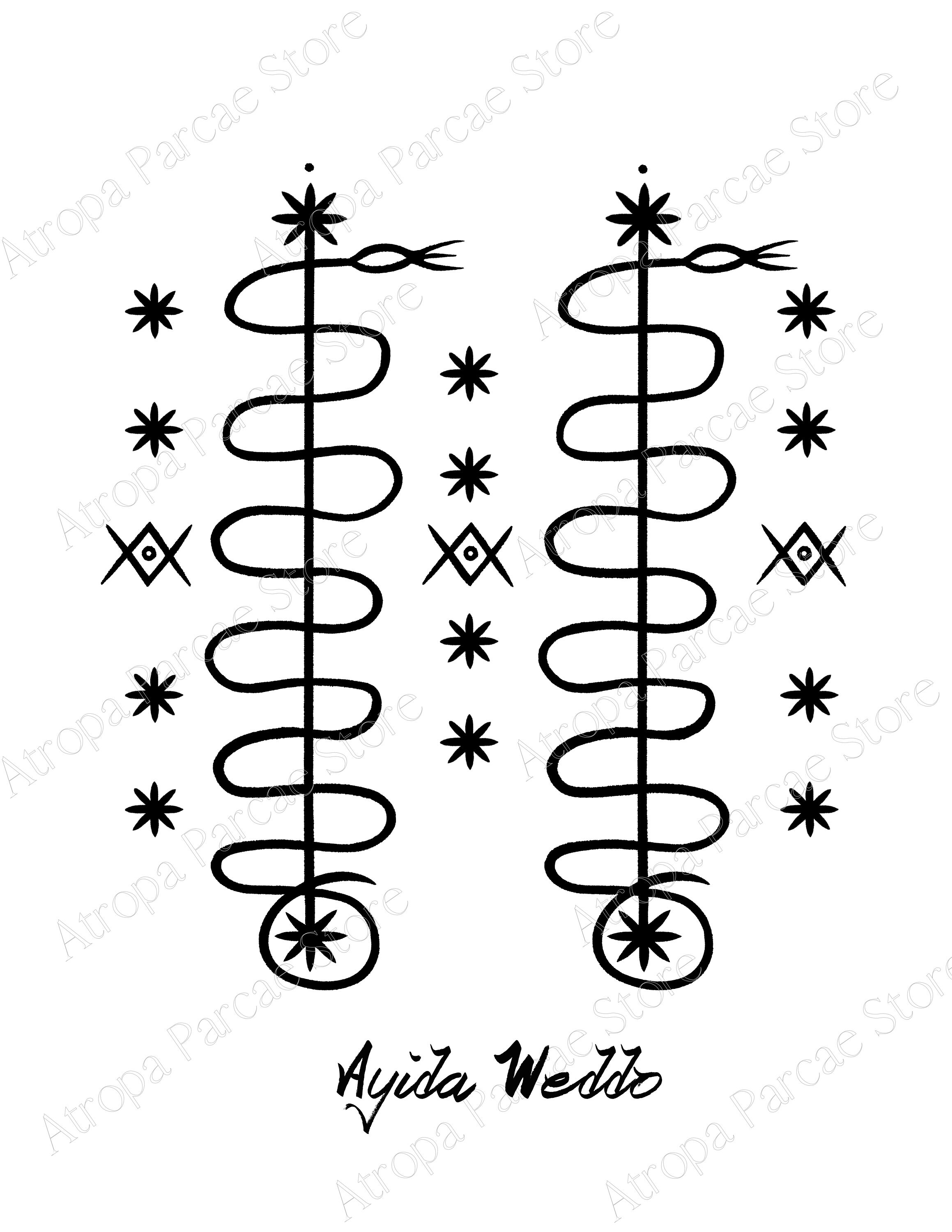 Veve Ayida Weddo Voodoo Symbol Print Loa Sigil New Orleans Magic Poster ...