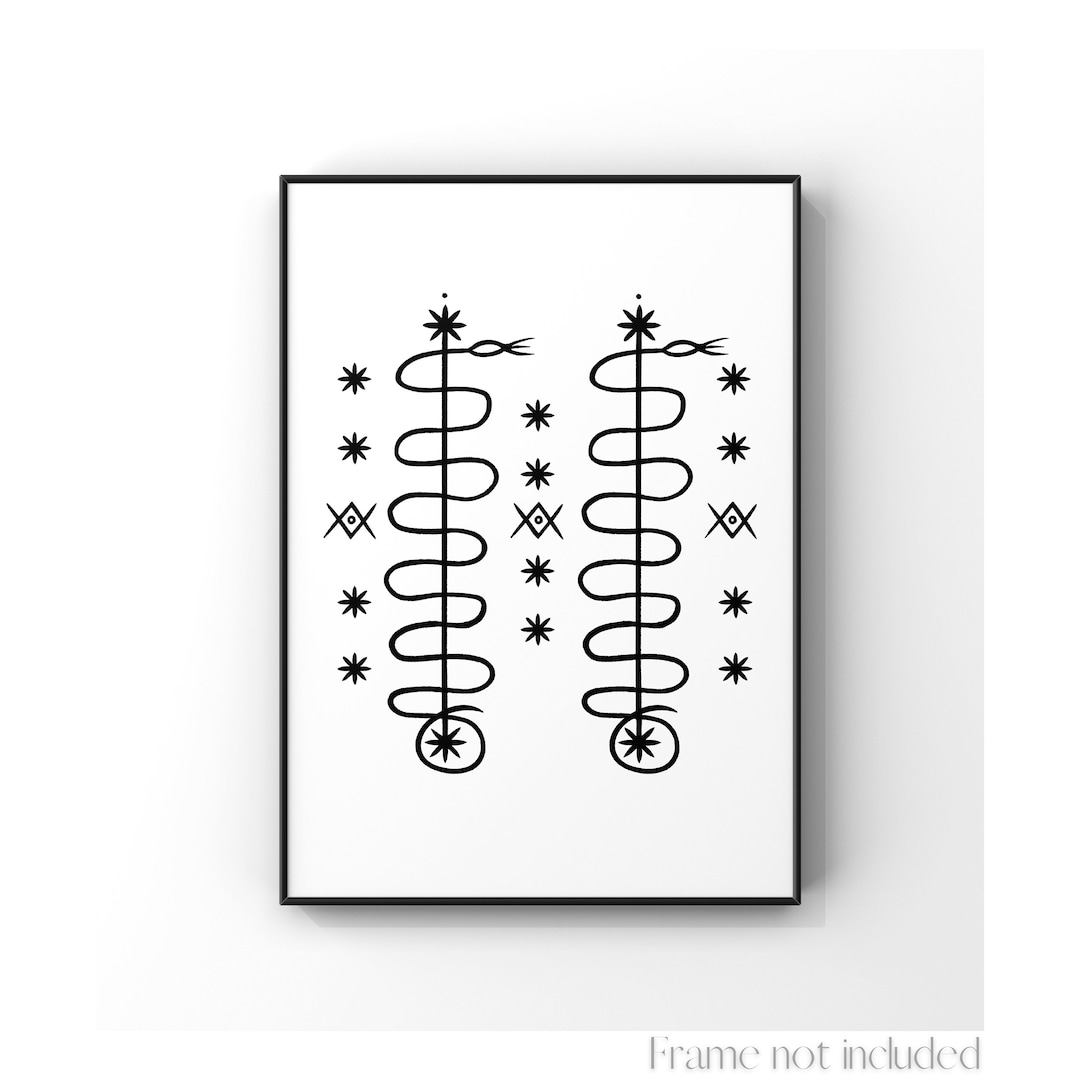 Veve Ayida Weddo Voodoo Symbol Print Loa Sigil New Orleans Magic Poster ...