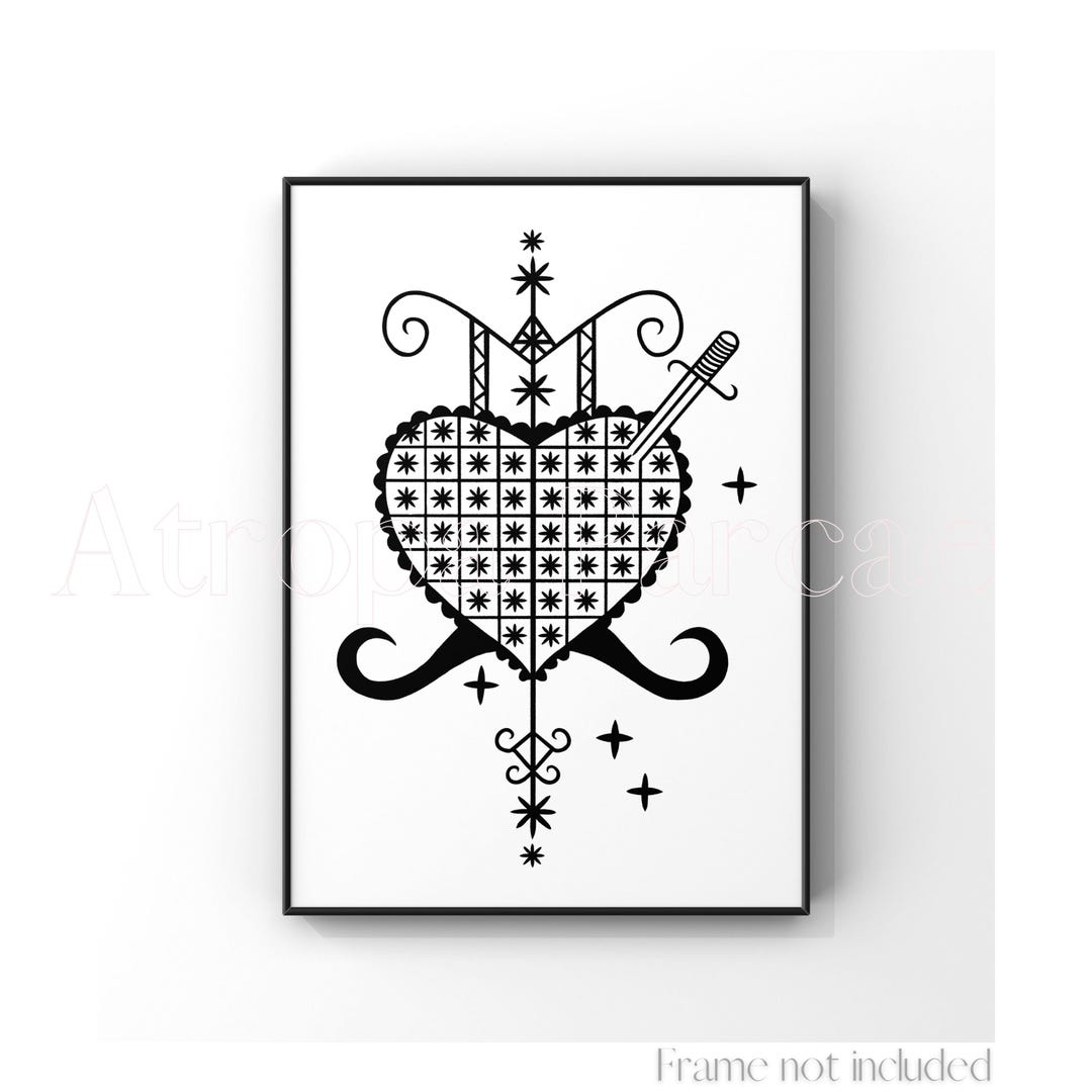 Veve Erzulie Dantor Voodoo Symbol Print Loa Sigil New Orleans Magic ...