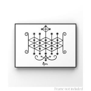 Veve Ogun Voodoo Symbol Print Orisha Loa Sigil New Orleans Magic Poster ...