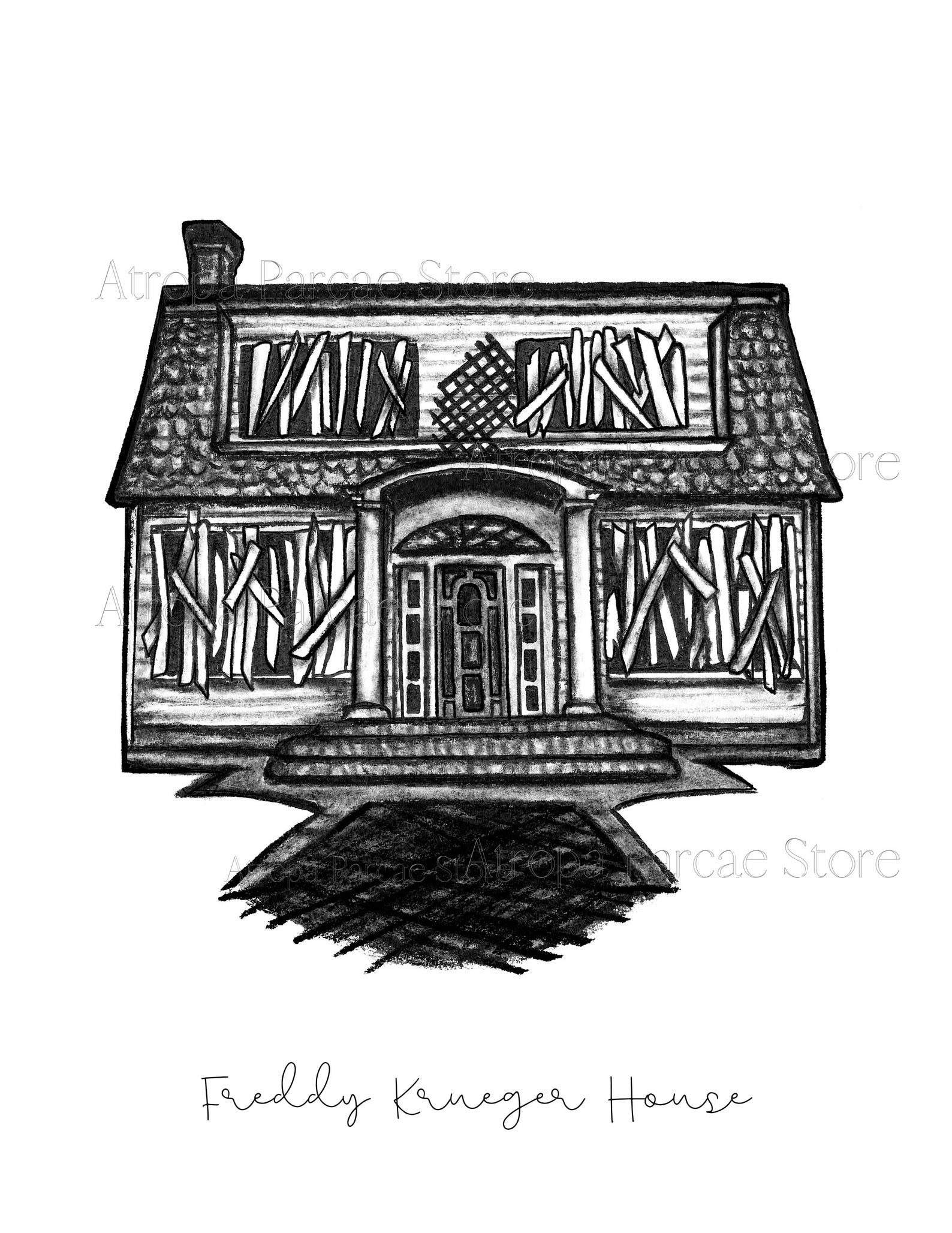 Freddy Krueger House Print Residence Illustration A Nightmare | Etsy