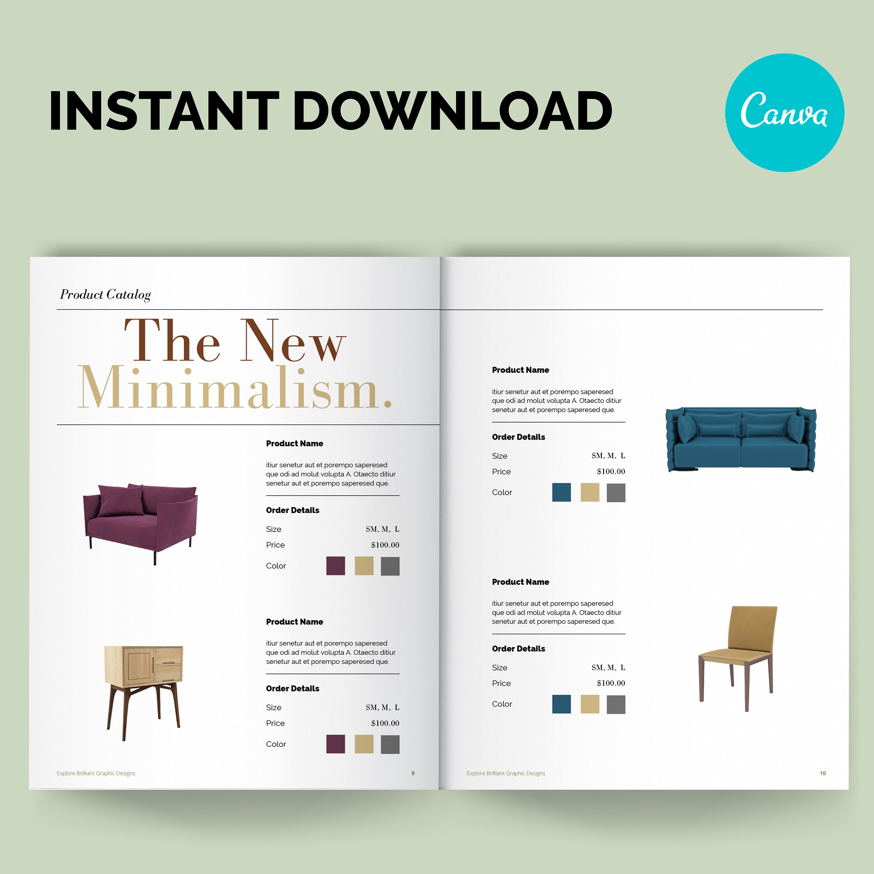 Interior Design Template INSTANT DOWNLOAD Printable Business Catalog ...