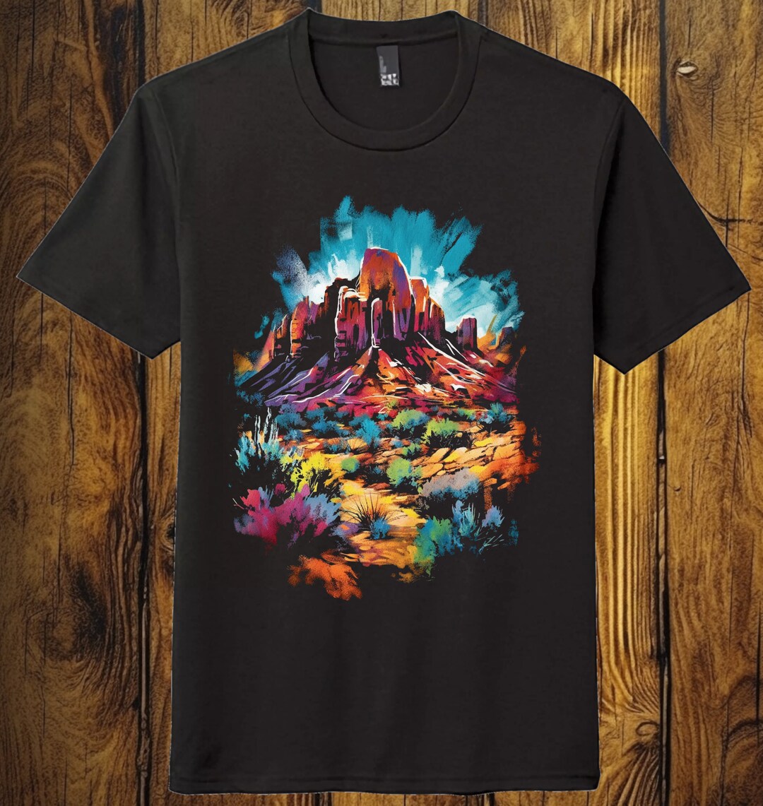Colorful Desert Mountain Utah Arizona New Mexico Graphic Tshirt Black ...
