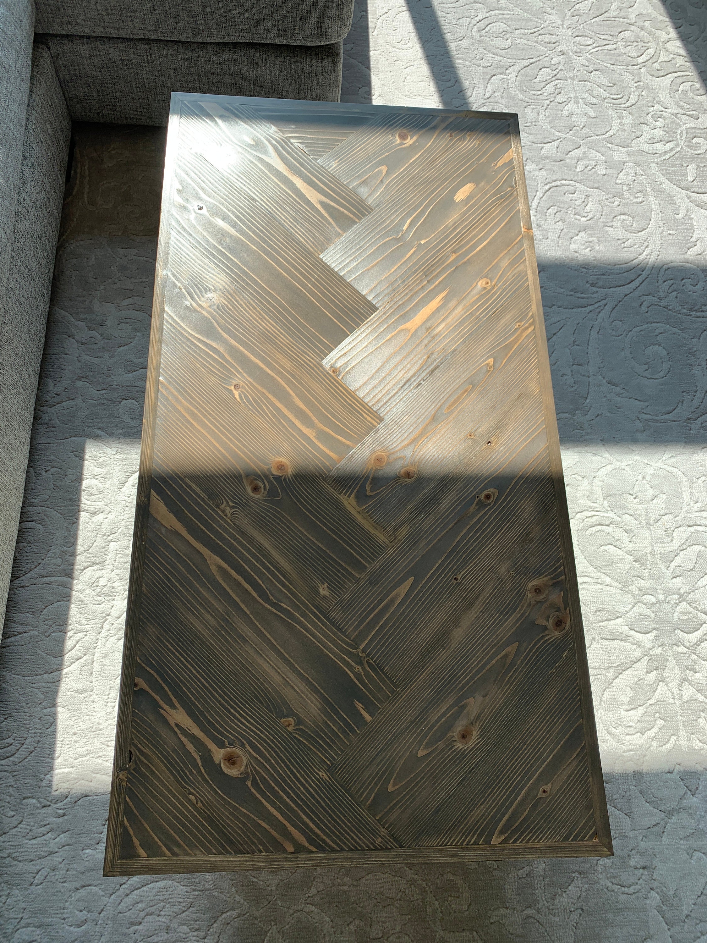 Modern Rustic Herringbone Coffee Table With Hairpin Legs - Etsy