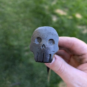 Hand Forged Skull Pommel Railroad Spike Knife, Drop Point, HC Stamped ...