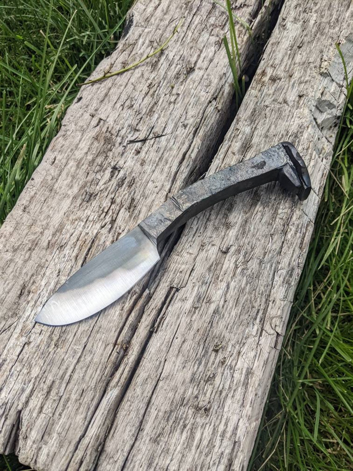 Hand Forged Skull Pommel Railroad Spike Knife Drop Point - Etsy