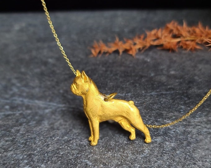 Tiny Boston Terrier Necklace - Sterling Silver Boston Terrier Charm on ...