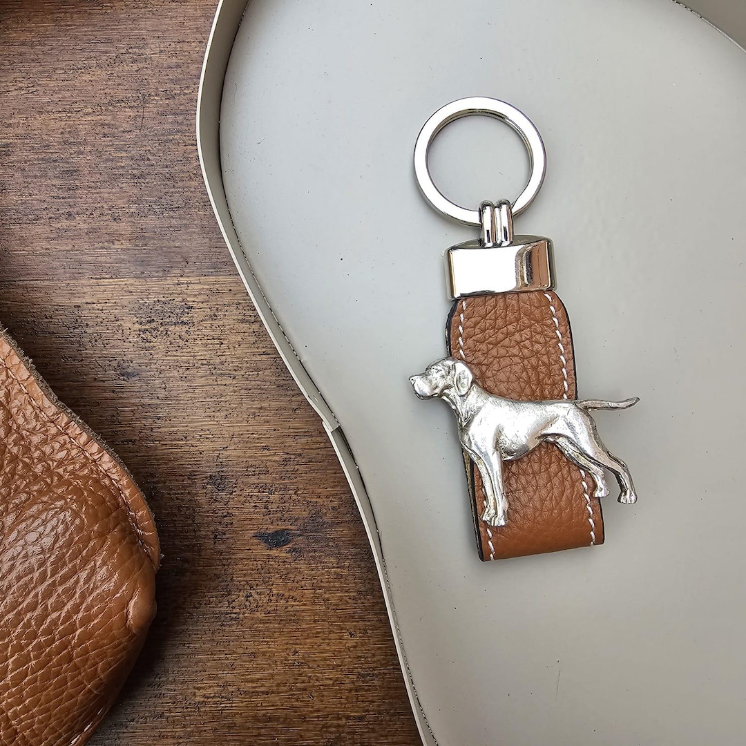 Handmade Silver-plated Pointer Dog Keychain: Pewter Keyring - Etsy