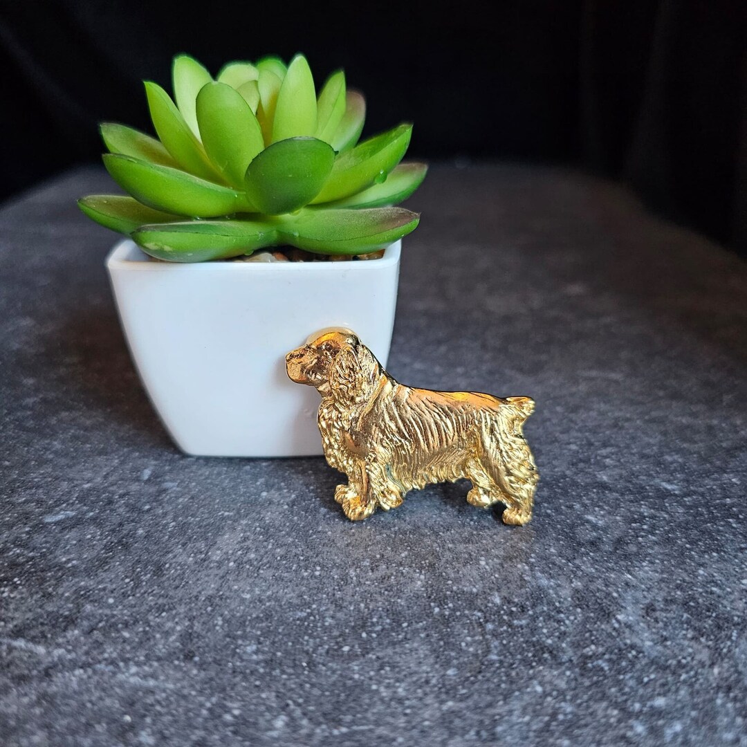 24k Gold Clumber Spaniel Brooch: Handmade Pewter Dog Pin - Etsy